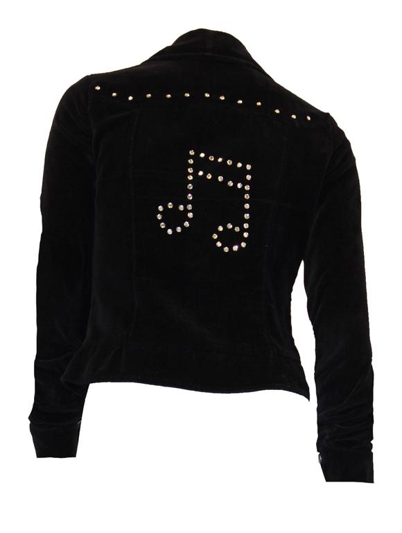 1960s Velvet Rhinestone Studded Music Note Jacket at 1stDibs