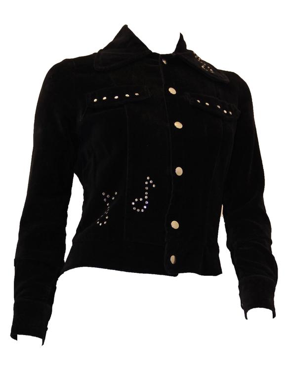 1960s Velvet Rhinestone Studded Music Note Jacket at 1stDibs