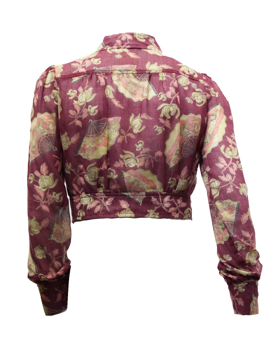 60's Sheer Printed Midi Blouse For Sale at 1stdibs
