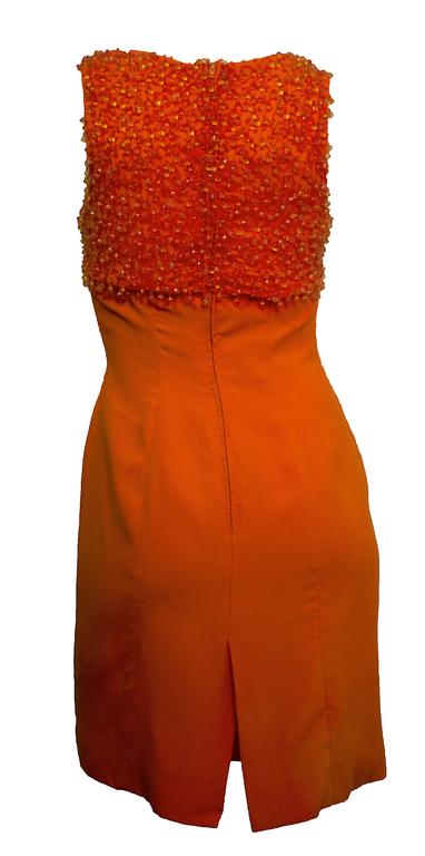 60s Orange Beaded Sheath Dress at 1stDibs | orange sheath dress