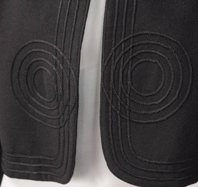 90s Black Wool Italian Blazer with Cording Embellishment For Sale at ...