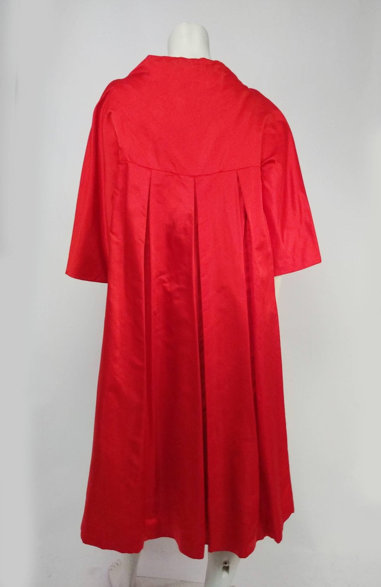 1960s Red Satin Evening Coat at 1stDibs