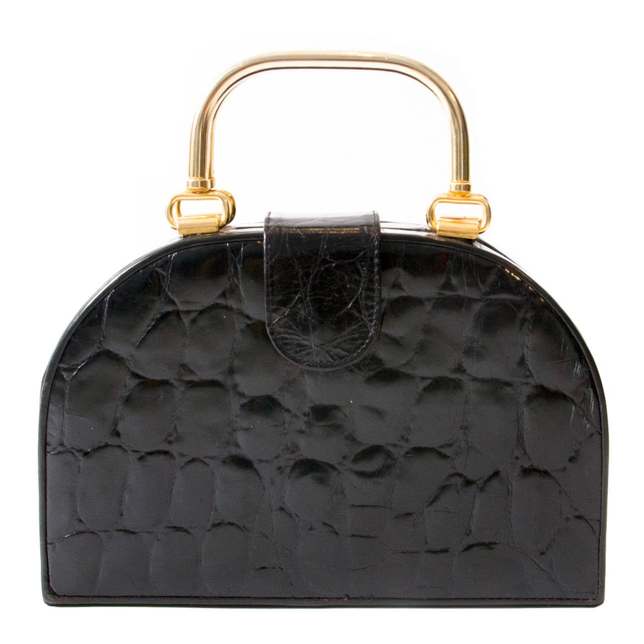Vintage Leather Embosed Croco Top Handle Bag at 1stDibs