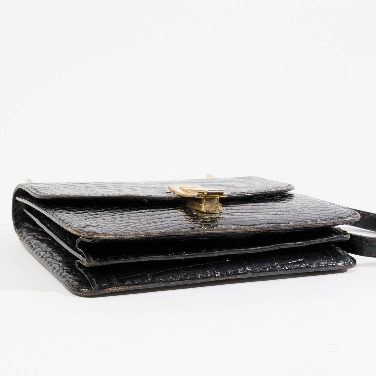 Vintage Black Croco Bag at 1stDibs