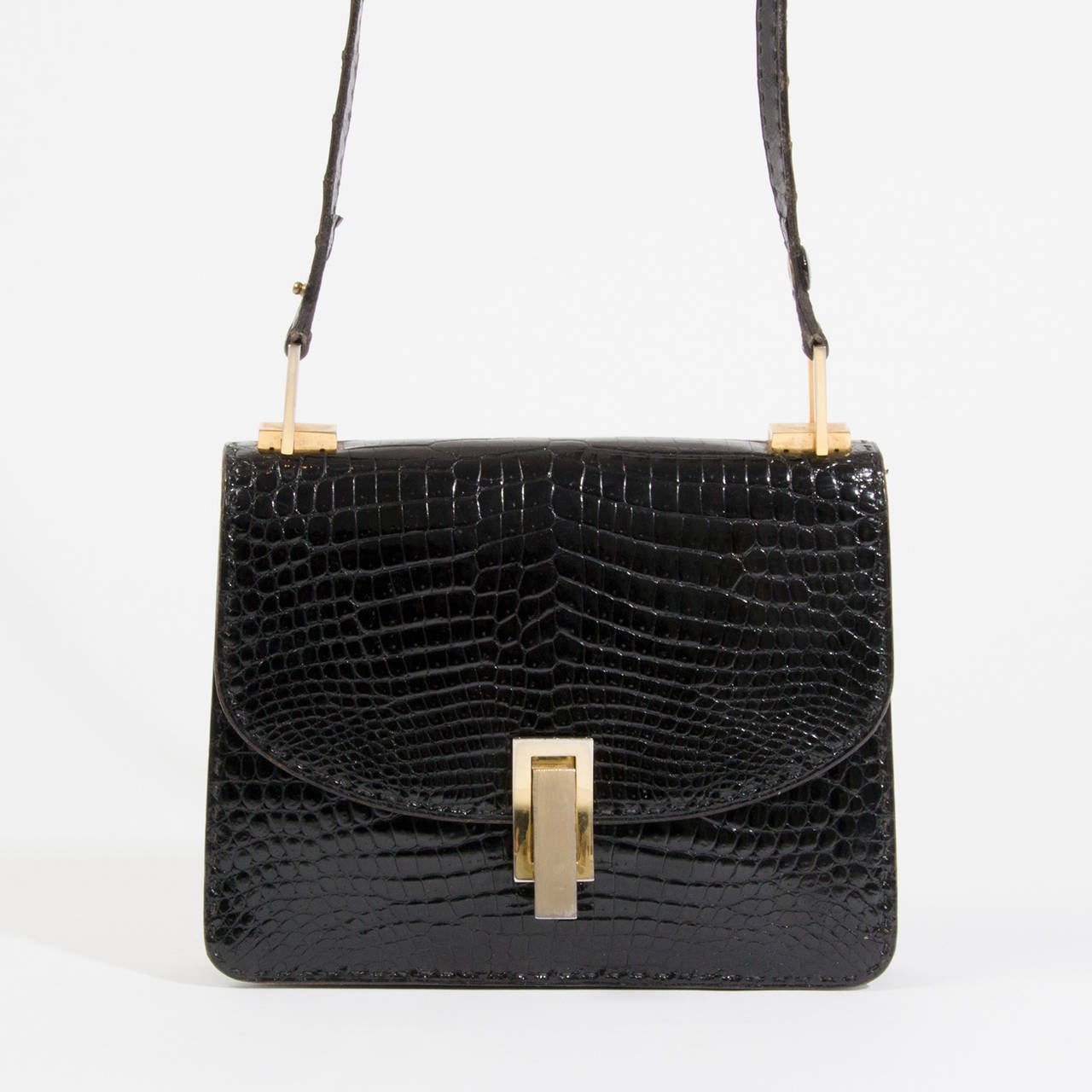 Vintage Black Croco Bag at 1stDibs