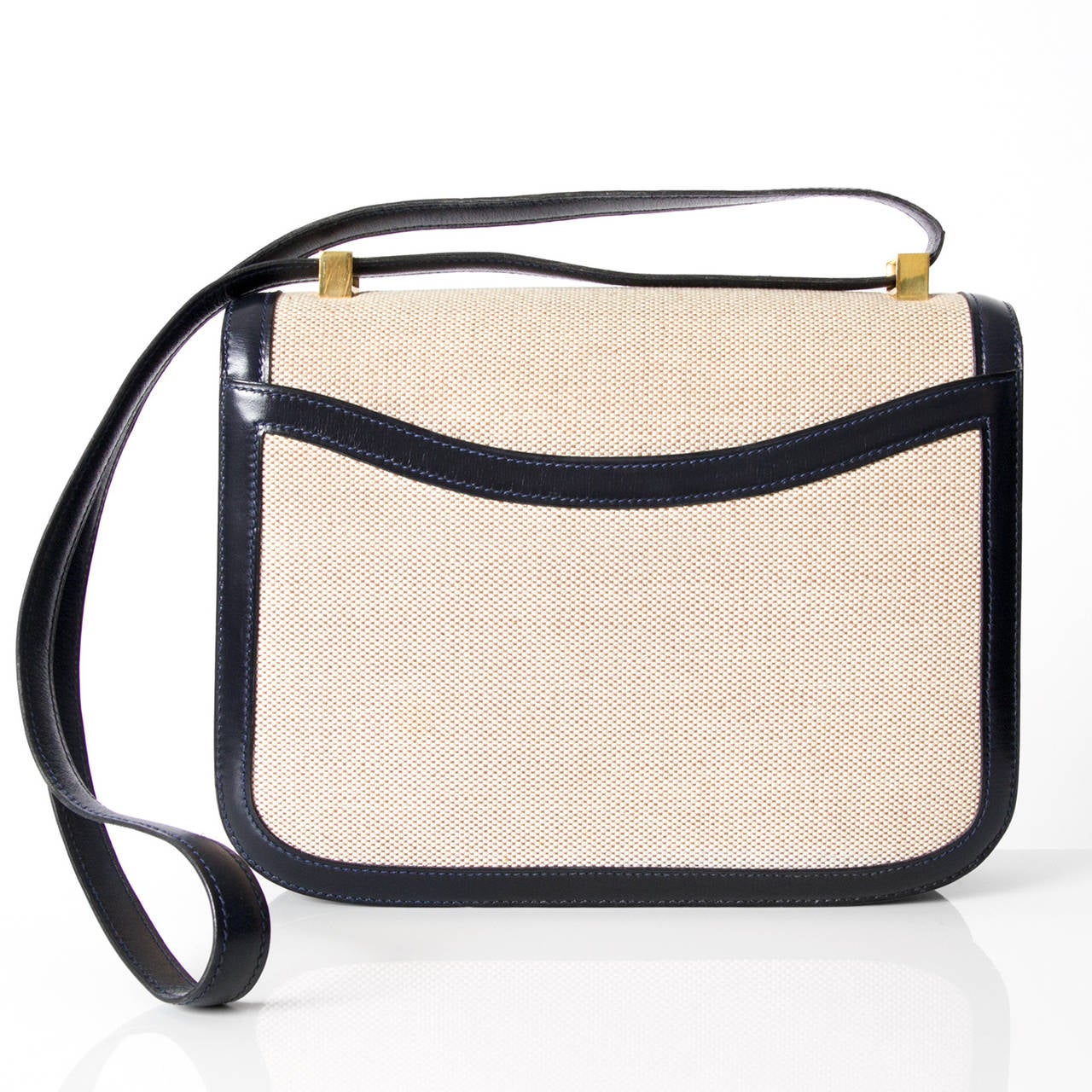 Hermes Constance Toile H and Navy Blue Boxcalf at 1stDibs