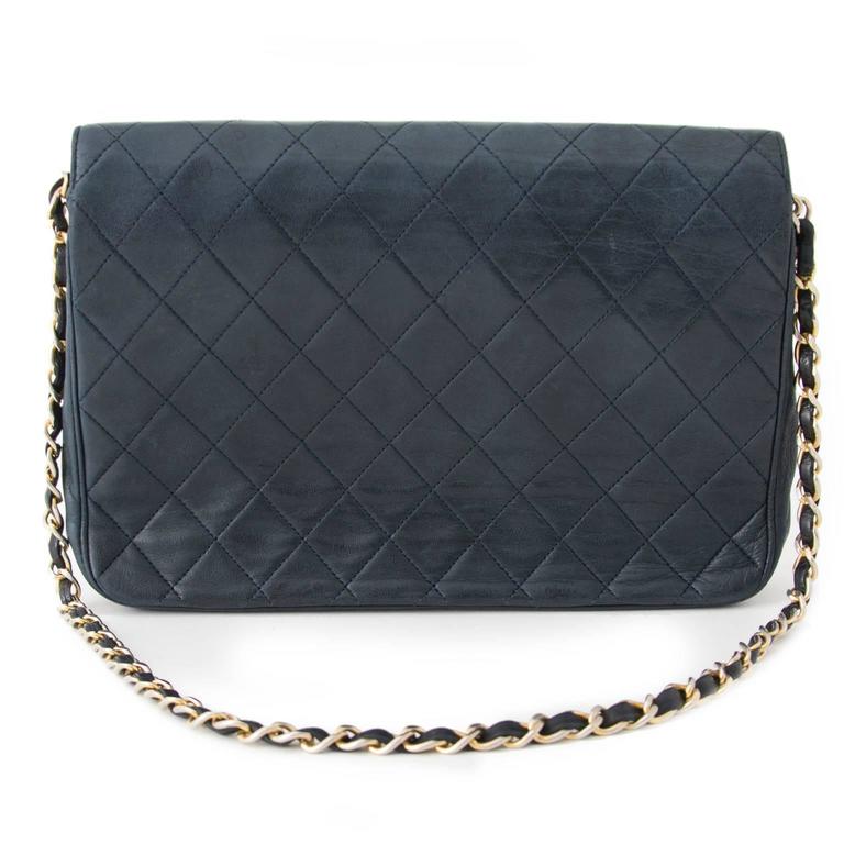 Chanel Dark Blue Vintage Flap Bag at 1stDibs