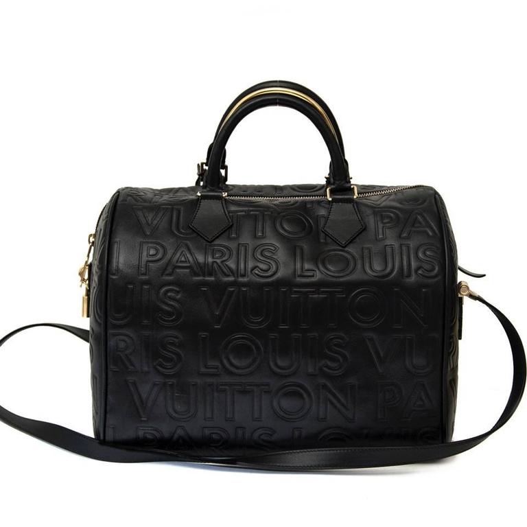 Louis Vuitton Limited Edition Black Embossed Leather Speedy Cube Bag at ...