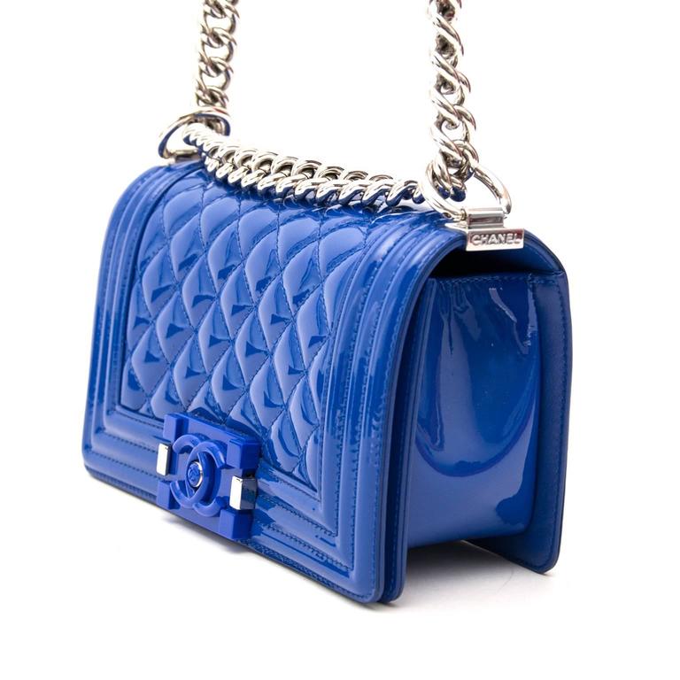 Chanel Patent Petrol Blue Boy Bag with Plexiglass CC Boy Clasp at ...