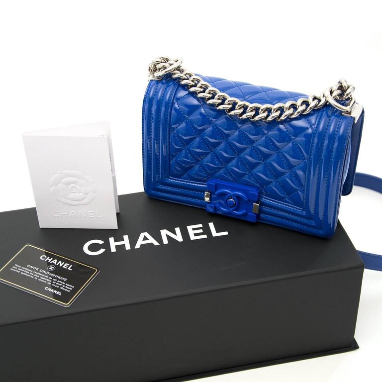 Chanel Patent Petrol Blue Boy Bag with Plexiglass CC Boy Clasp at ...