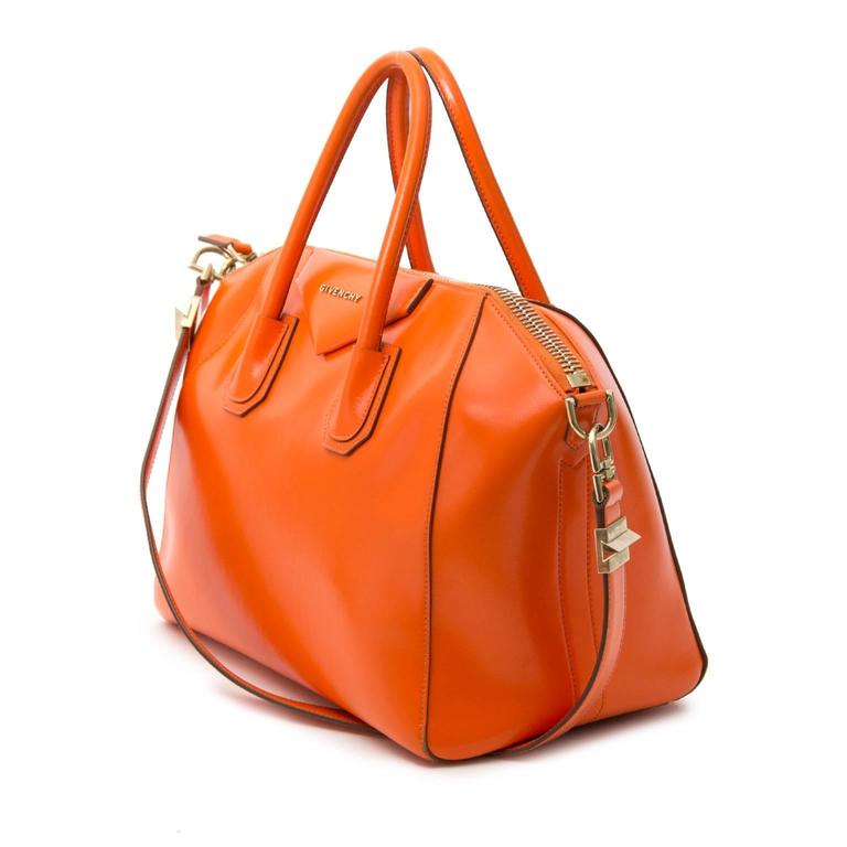 Givenchy Medium Antigona Orange Leather Bag at 1stDibs