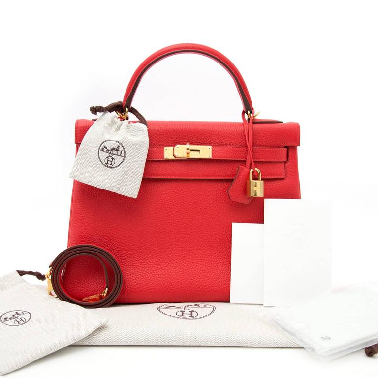 BRAND NEW Hermes Kelly Clemence Taurillon Rouge Tomate 32 at 1stDibs ...