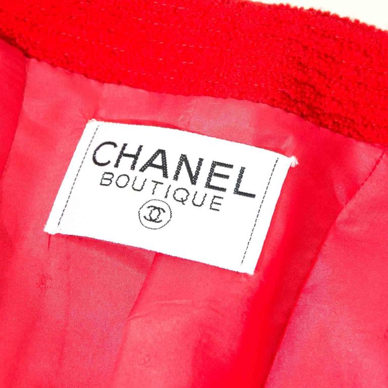 Chanel Red Bouclé Tailleur Set at 1stDibs