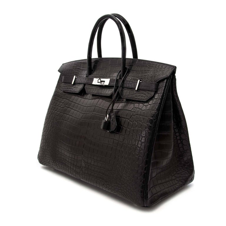 Hermes Birkin 40 Crocodile Porosus Matte Black PHW at 1stDibs | hermes ...