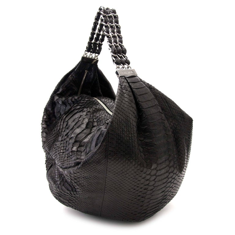 Chanel Python Black Hobo Bag at 1stDibs
