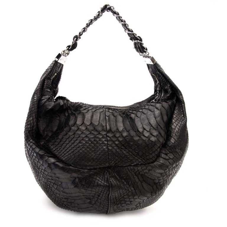 Chanel Python Black Hobo Bag at 1stDibs
