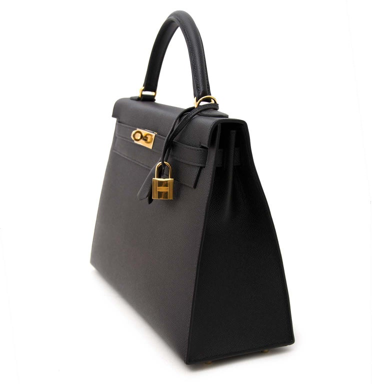 Hermes Kelly 32 Epsom Black GHW at 1stDibs | hermes kelly 32 black ...