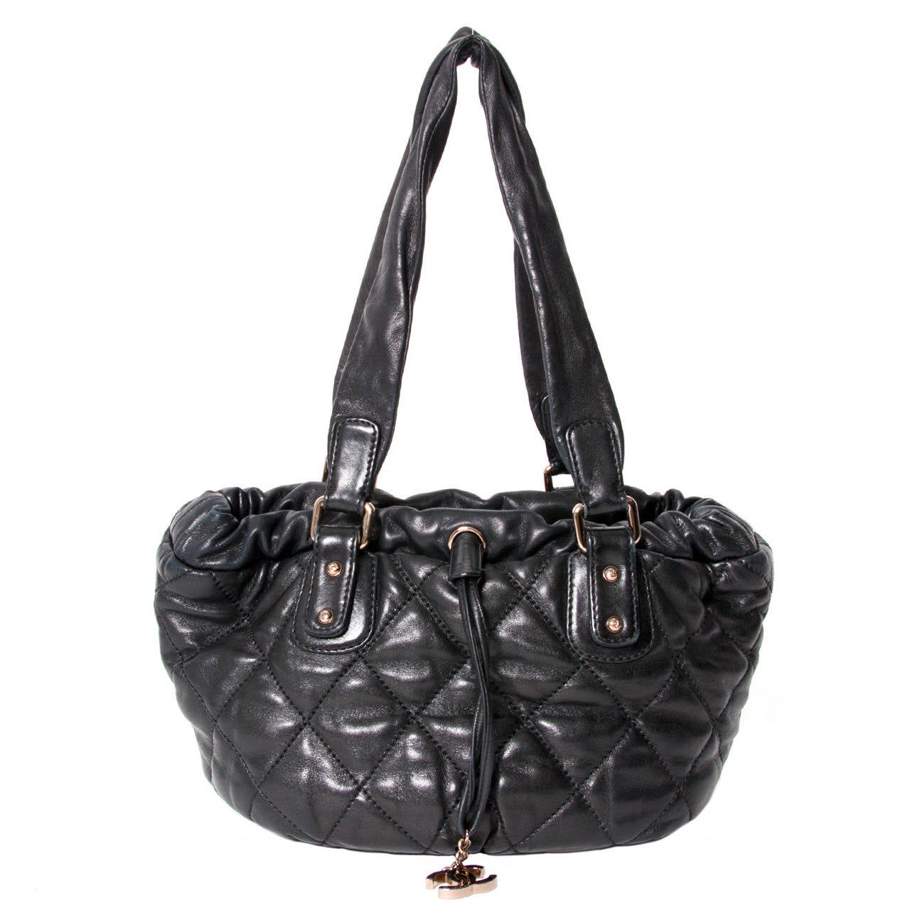 Chanel Bubble Quilted Leather Black Handbag at 1stDibs