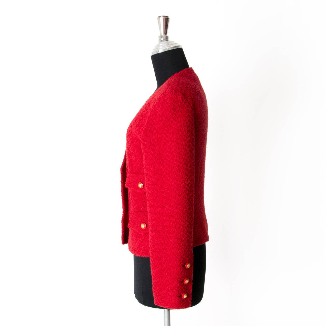 Chanel Red Tweed Jacket at 1stDibs