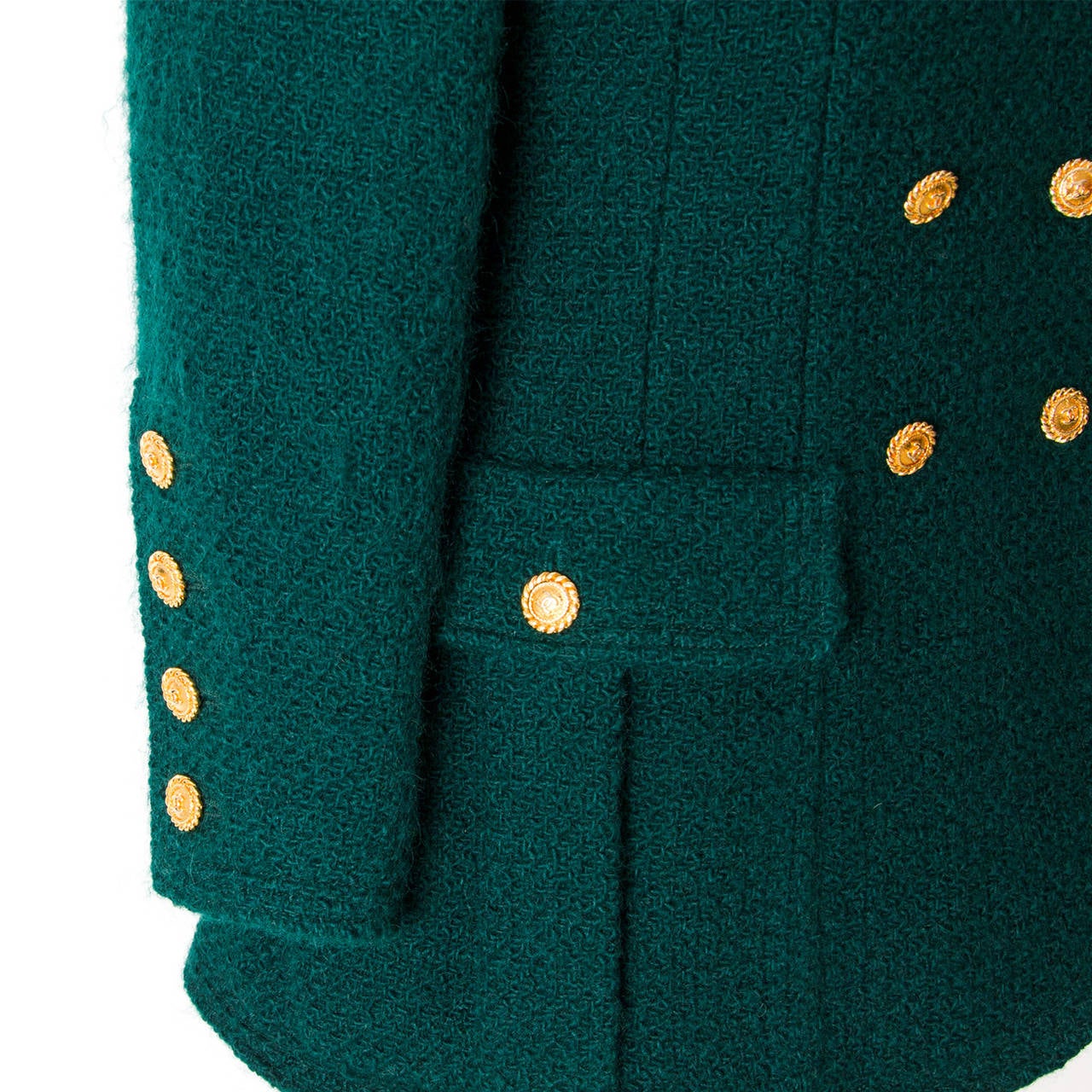 Chanel Double Breasted Green Jacket at 1stDibs