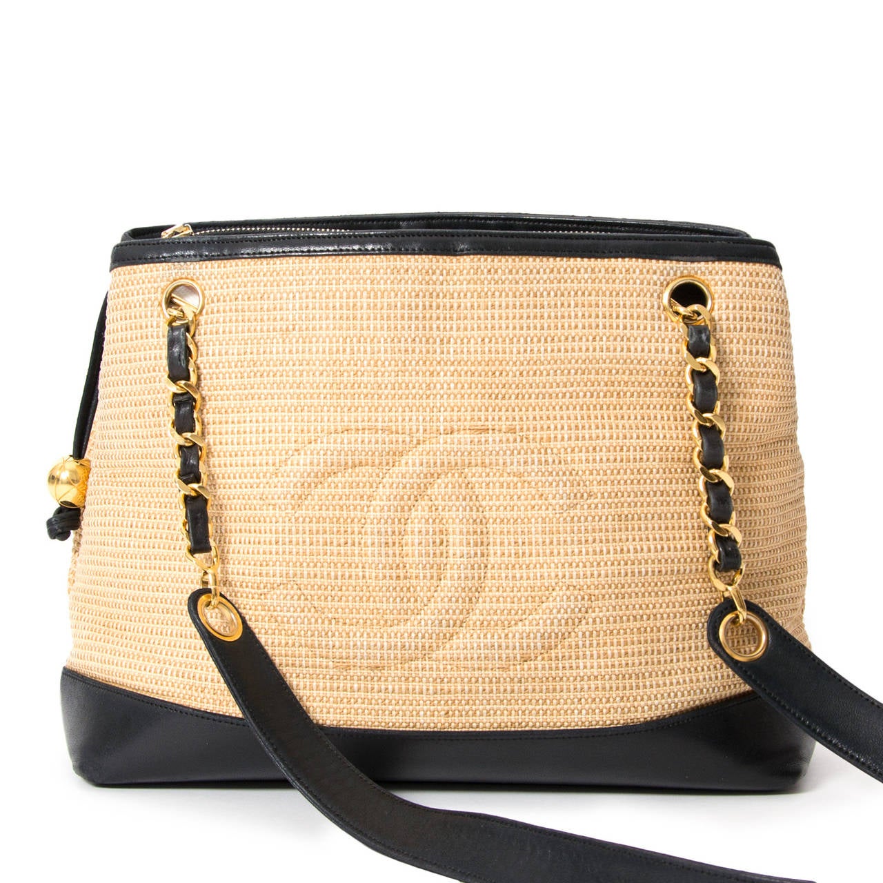 Chanel Woven Raffia Shoulderbag at 1stDibs