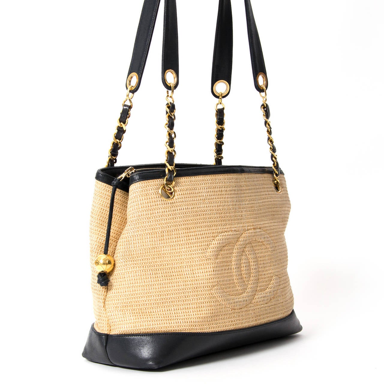 Chanel Woven Raffia Shoulderbag at 1stDibs