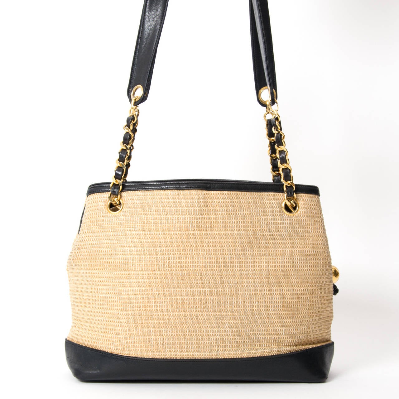 Chanel Woven Raffia Shoulderbag at 1stDibs