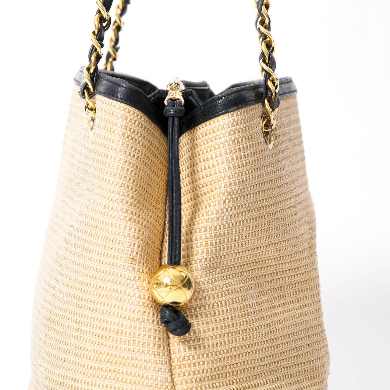 Chanel Woven Raffia Shoulderbag at 1stDibs