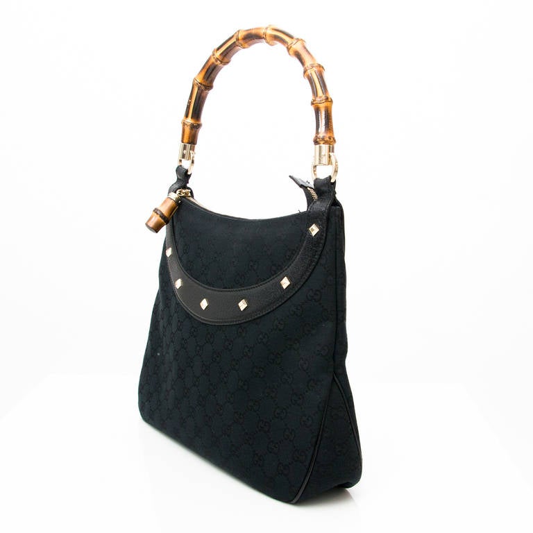 Gucci Monogram Anita Bamboo Top Handle Bag Black at 1stDibs | anita bag