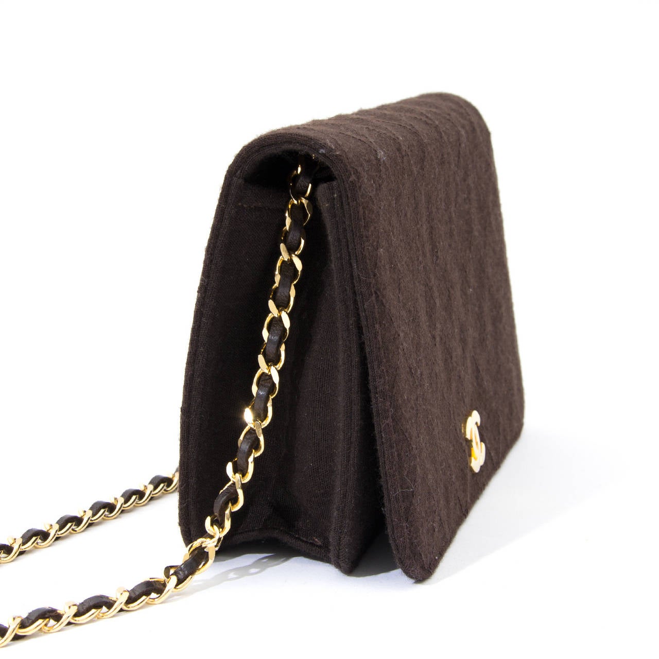 Chanel Brown Quilted Fabric Flap Bag at 1stDibs | chanel quilted fabric ...