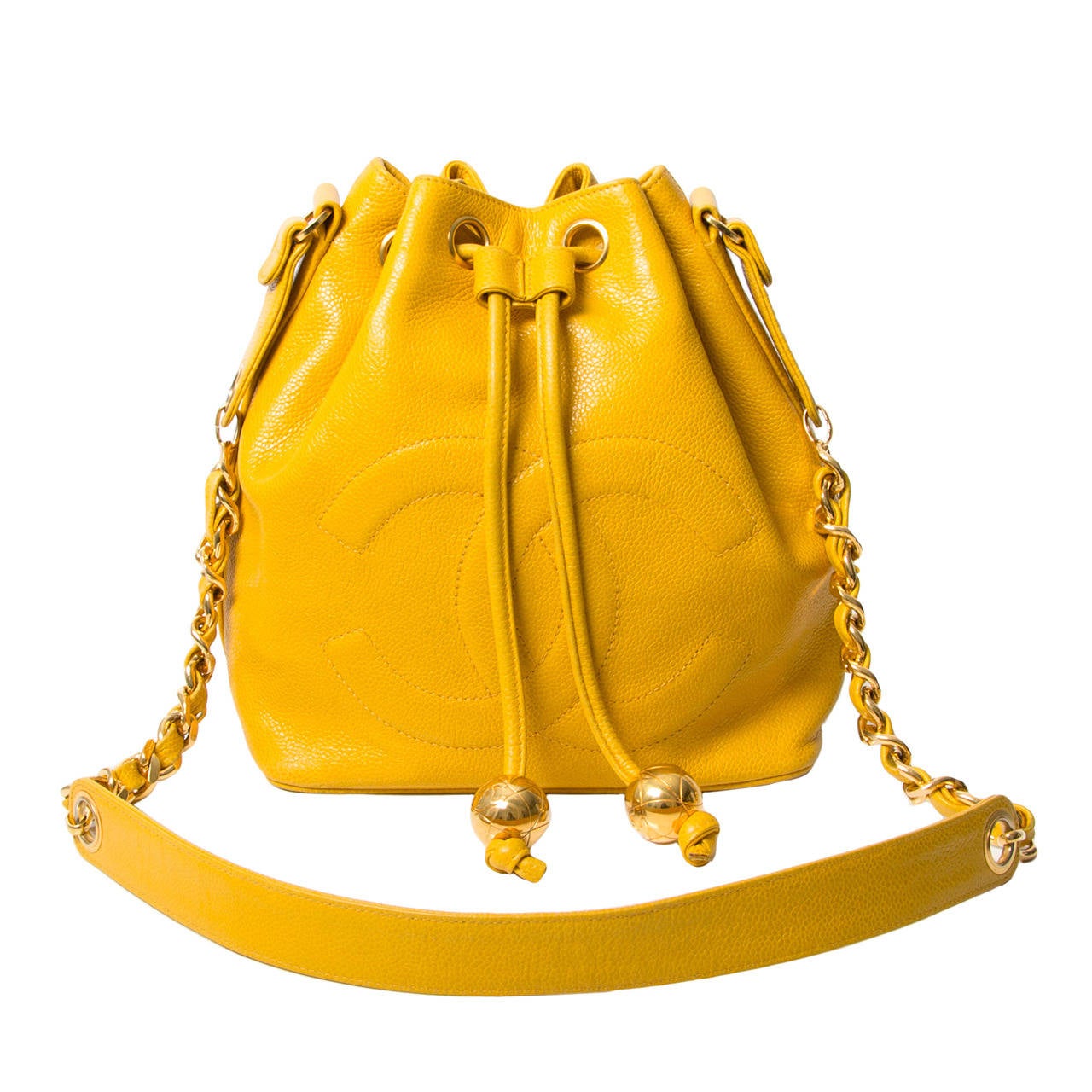 Chanel 90s Bucket Bag Yellow and Gold at 1stDibs