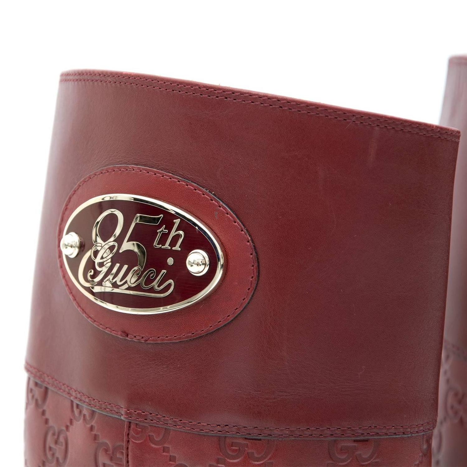 Gucci Monogram Leather Knee Boots at 1stdibs