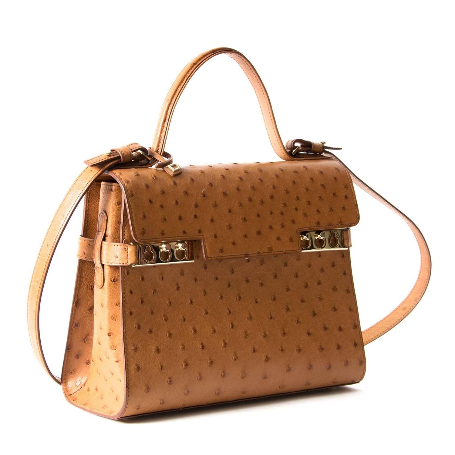 Delvaux Tempete Bag Ostrich Gold at 1stdibs