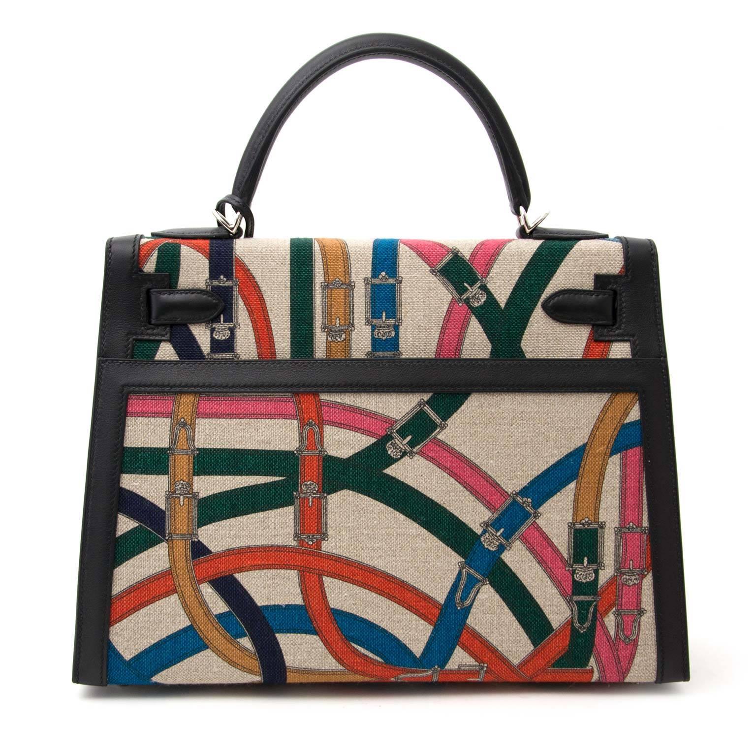 Hermes Kelly Toile de Camp 32cm Limited Edition "Cavalcadour" + strap ...