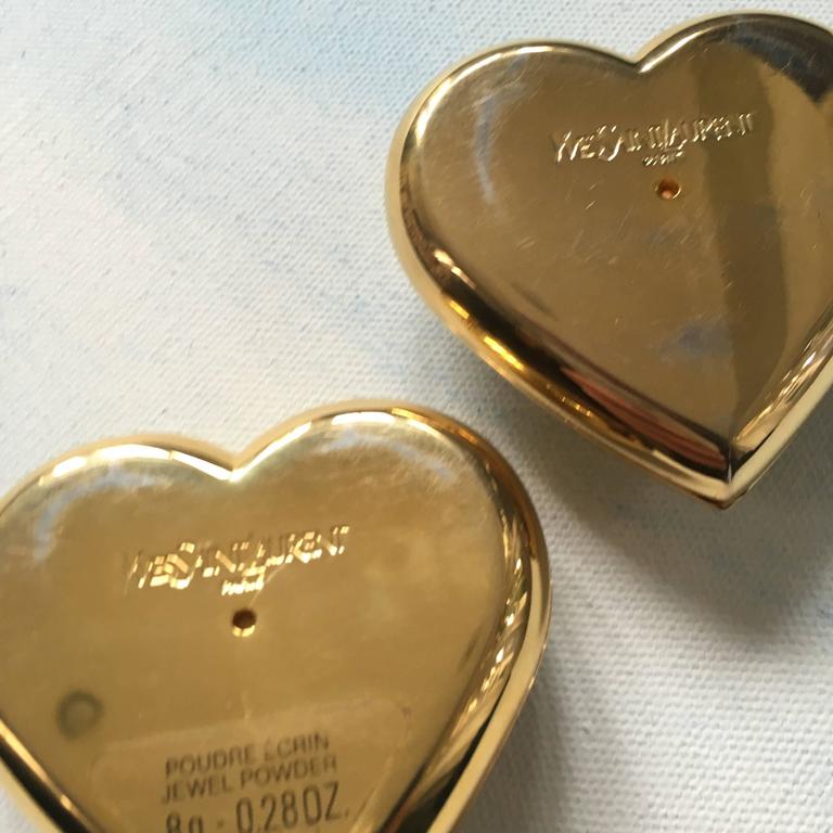 Vintage Yves Saint Laurent Gold Heart Shaped Compact with Jewel Inlay ...