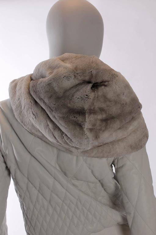 Chanel leather/orylag jacket - white with ultrasoft light gray orylag ...