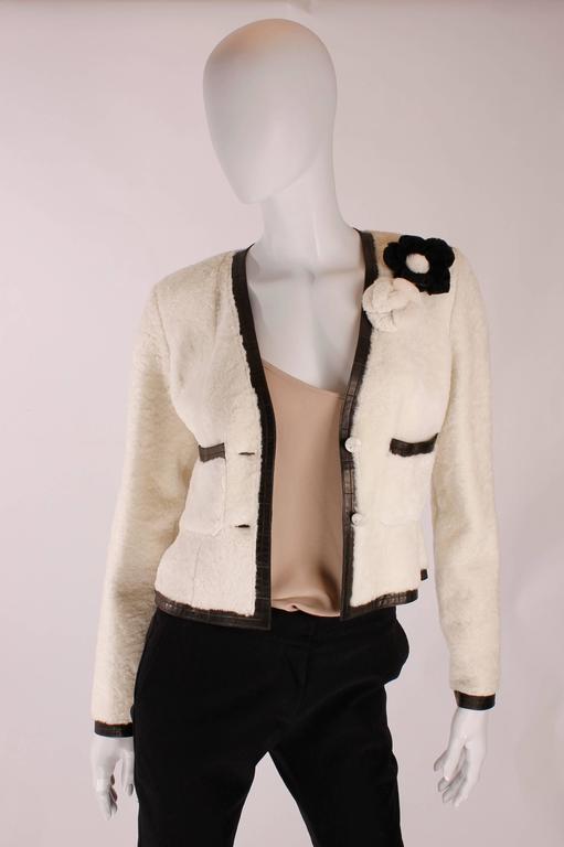 Chanel leather jacket - black and white Runway at 1stDibs