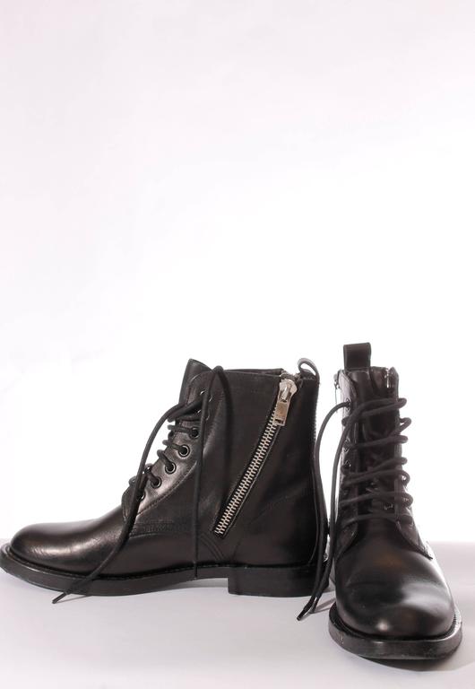 Saint Laurent Ranger Combat Zip Boots - black leather at 1stDibs | ysl ...