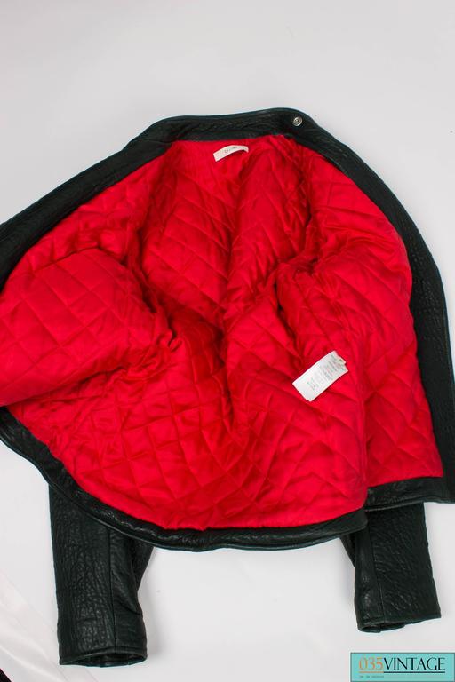 Very rare deep forest green shrunken kangaroo leather biker jacket ...