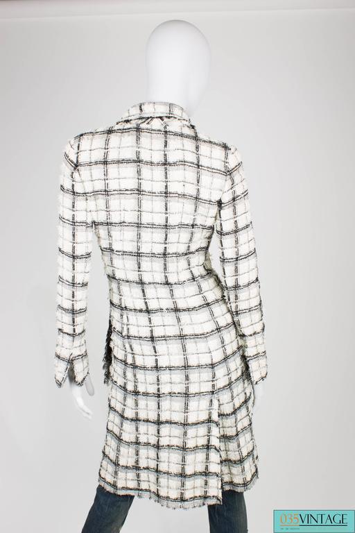 Chanel coat/dress-black/white/silver checkered at 1stDibs