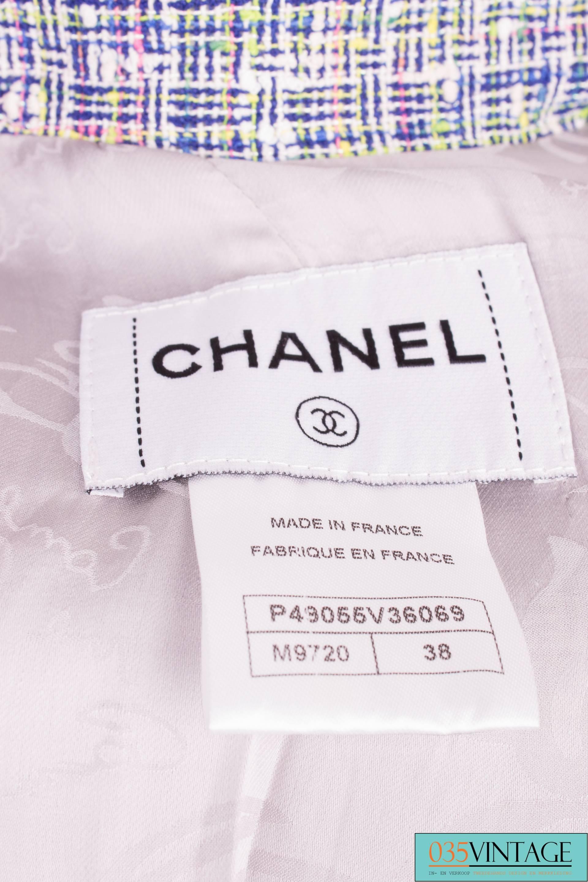 Chanel Jacket - blue/green/white checkered Spring 2014 Ready-to-Wear ...