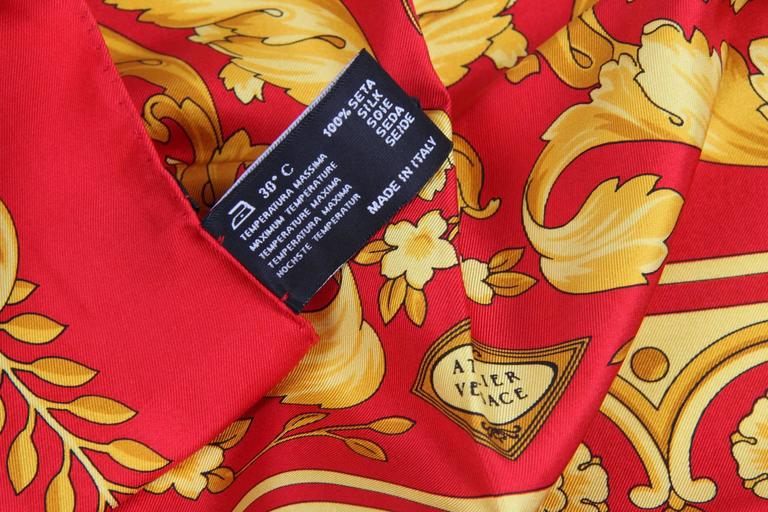 Versace Silk Scarf Baroque Print - red/gold at 1stDibs | red and gold ...