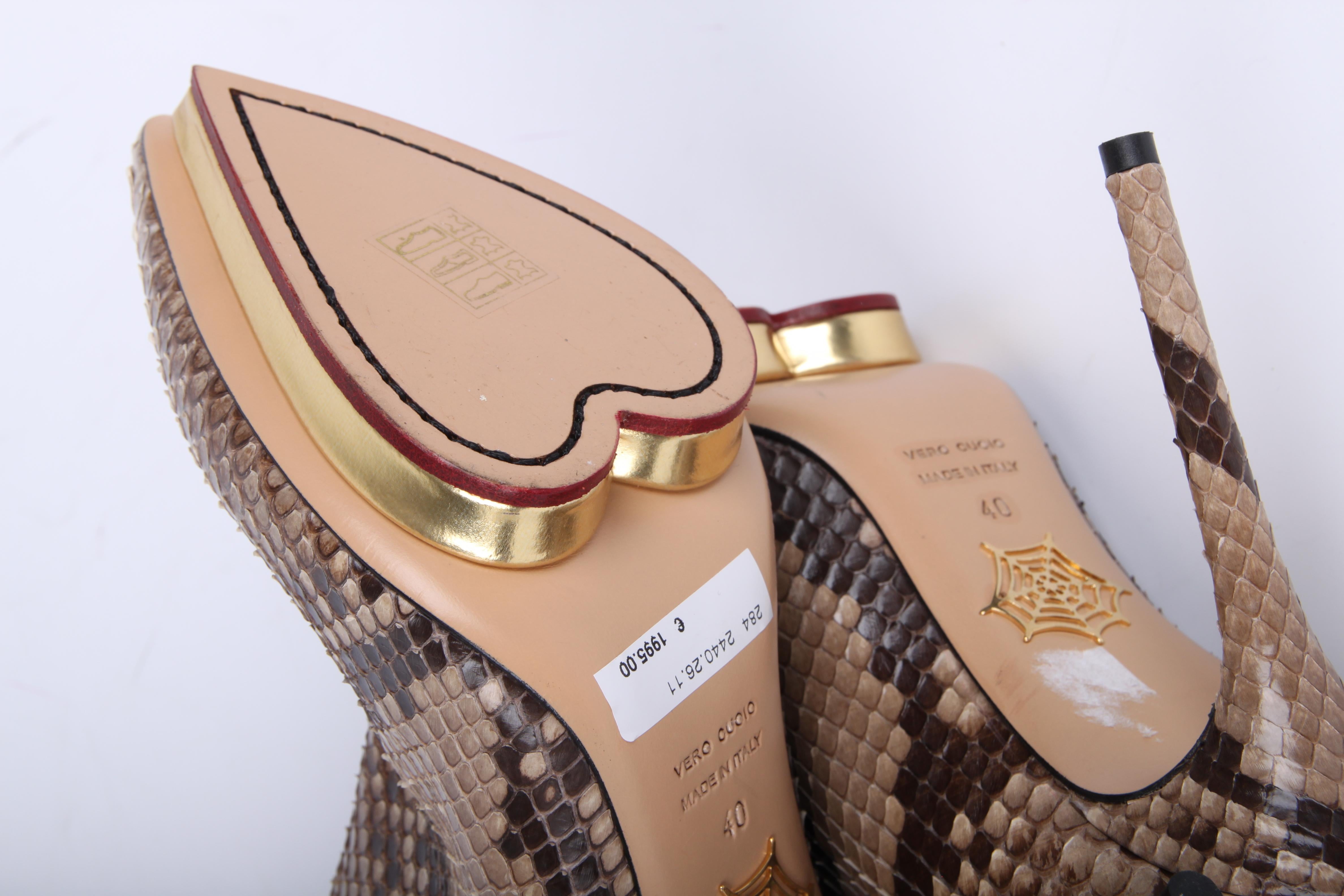 Charlotte Olympia Deborah beige and brown Python Ankle Boots For Sale at 1stDibs | python ...