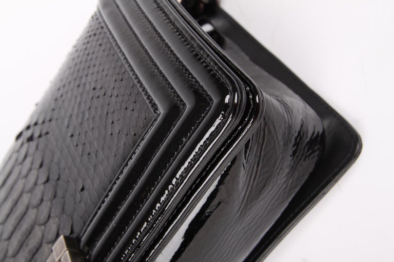 Chanel Le Boy Bag Python Leather Medium - black For Sale at 1stDibs ...