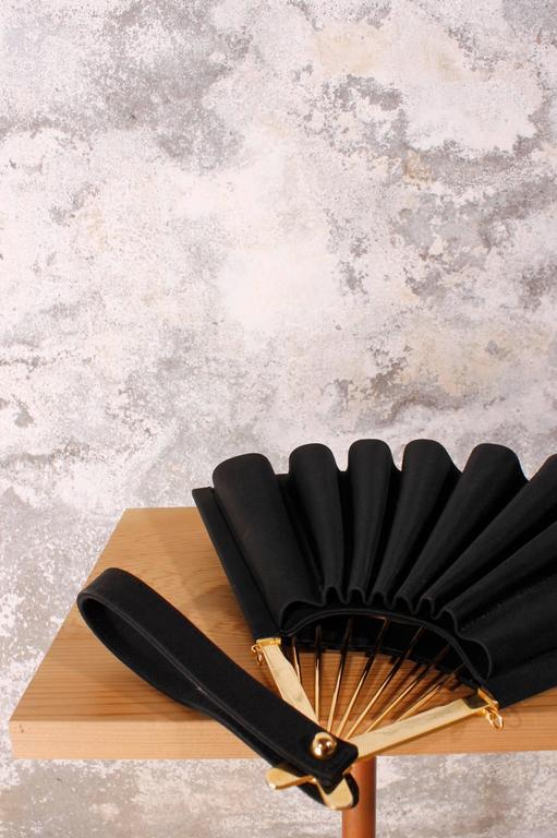 Karl Lagerfeld - Satin Fan Clutch Purse in black at 1stDibs | fan purse