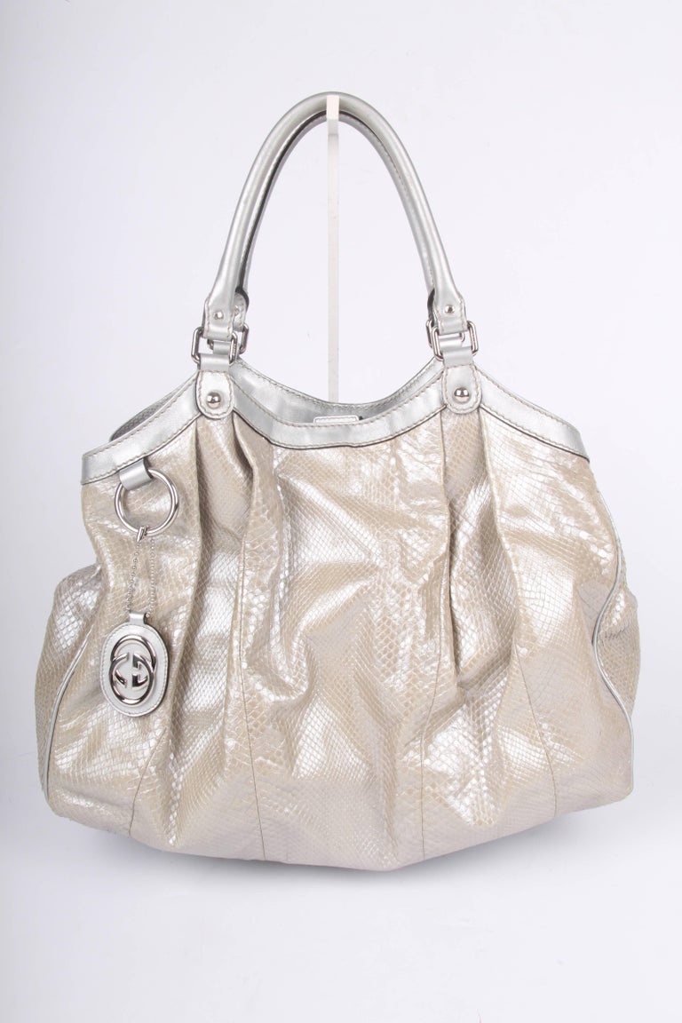 Gucci Sukey Tote Bag Python Large - silver For Sale at 1stDibs | gucci ...