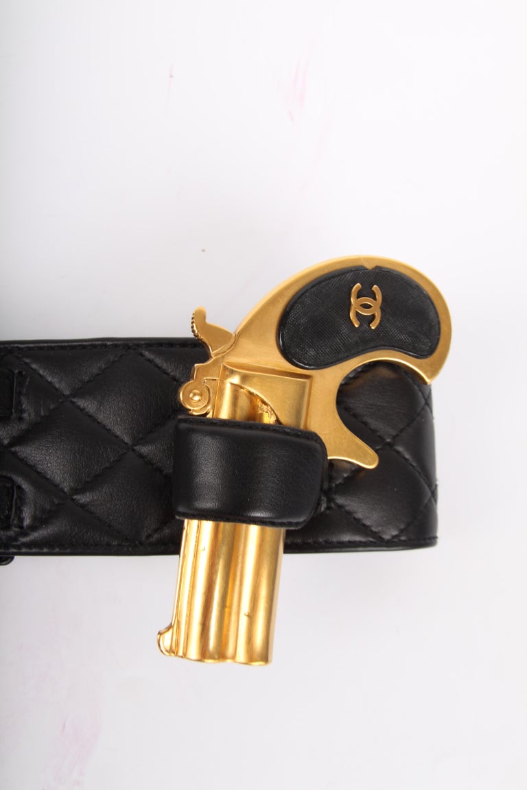 Chanel Vintage black Shot Gun Belt at 1stDibs | chanel gun belt, chanel gun