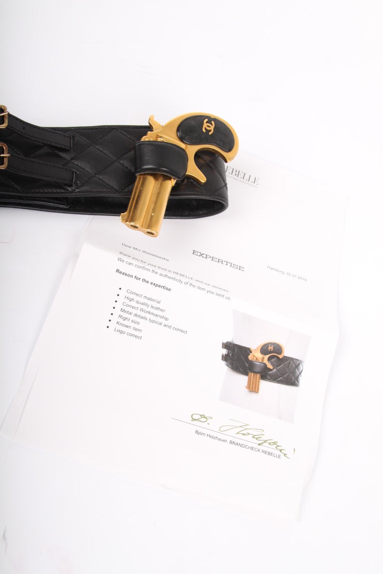 Chanel Vintage black Shot Gun Belt at 1stDibs | chanel gun belt, chanel gun