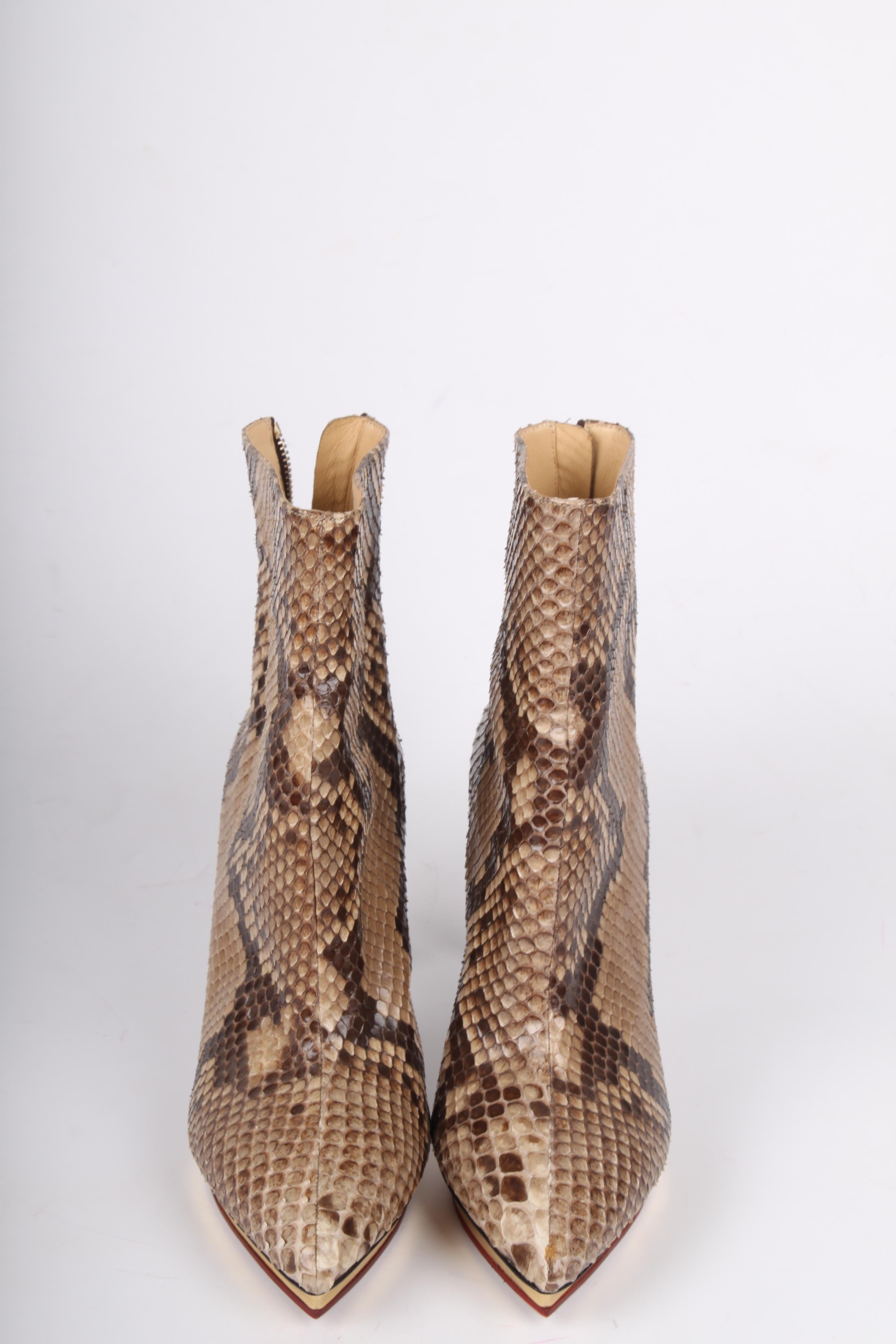 Charlotte Olympia Deborah beige and brown Python Ankle Boots For Sale ...
