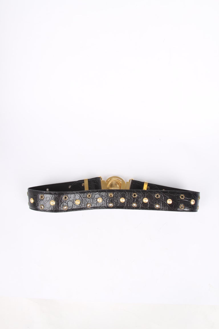 Gianni Versace Vintage Leather Belt - black/gold For Sale at 1stDibs ...